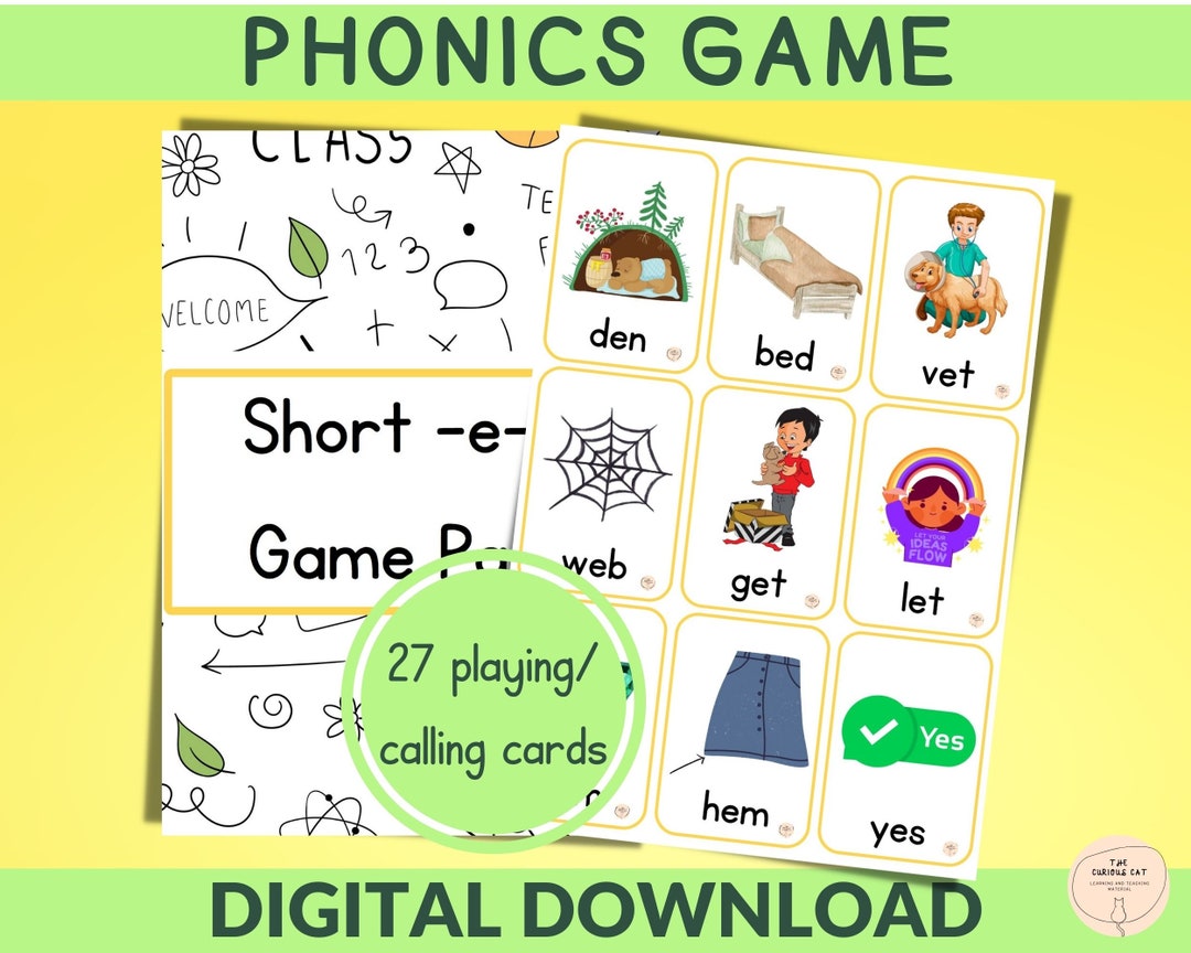 Kindergarten Phonics Game, Printable Bingo Cards & Games, Phonemic ...