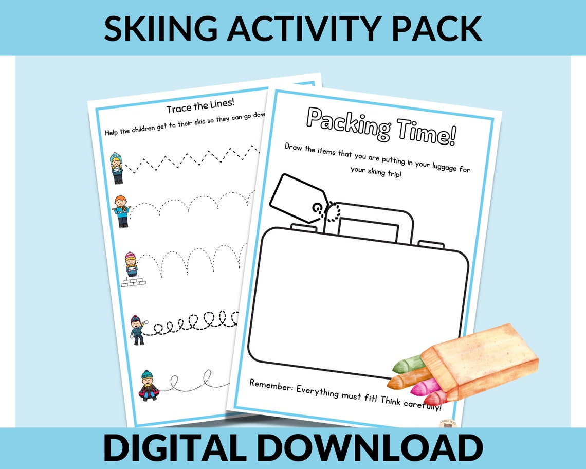 Kindergarten Worksheets, Winter Activities, Skiing Trip Activity Pack ...