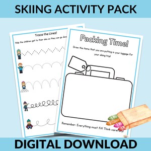 Kindergarten Worksheets, Winter Activities, Skiing Trip Activity Pack ...