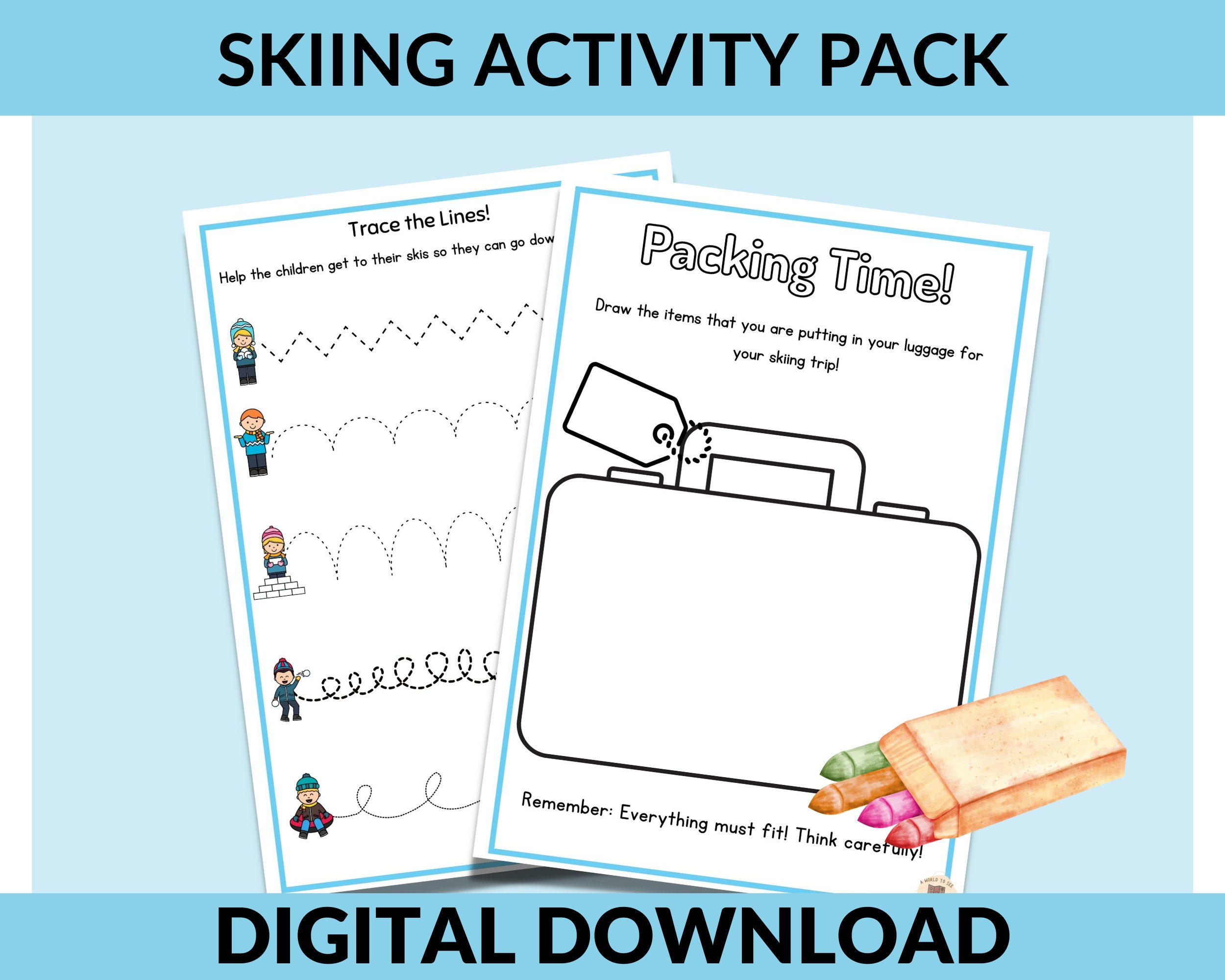 Kindergarten Worksheets, Winter Activities, Skiing Trip Activity Pack ...