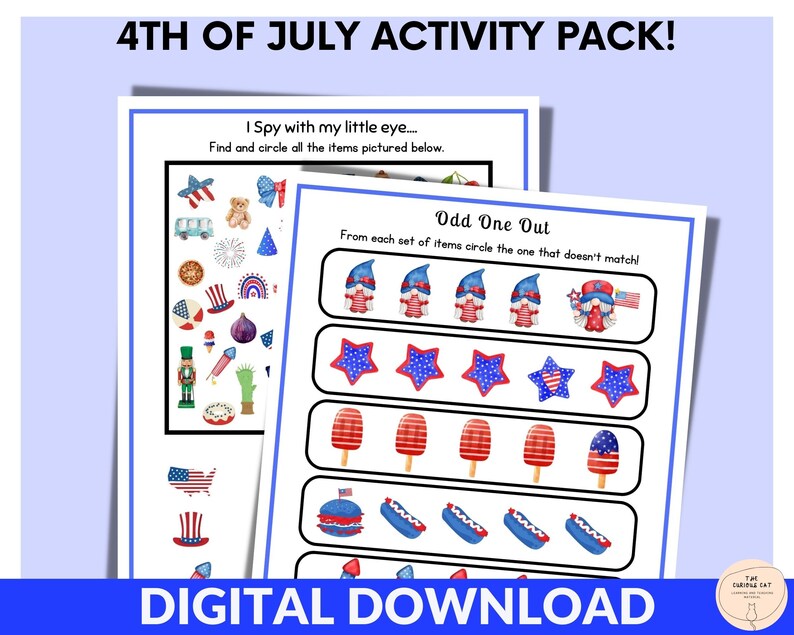 Kindergarten Worksheets, 4th of July Bingo & Game Pack for Kids ...