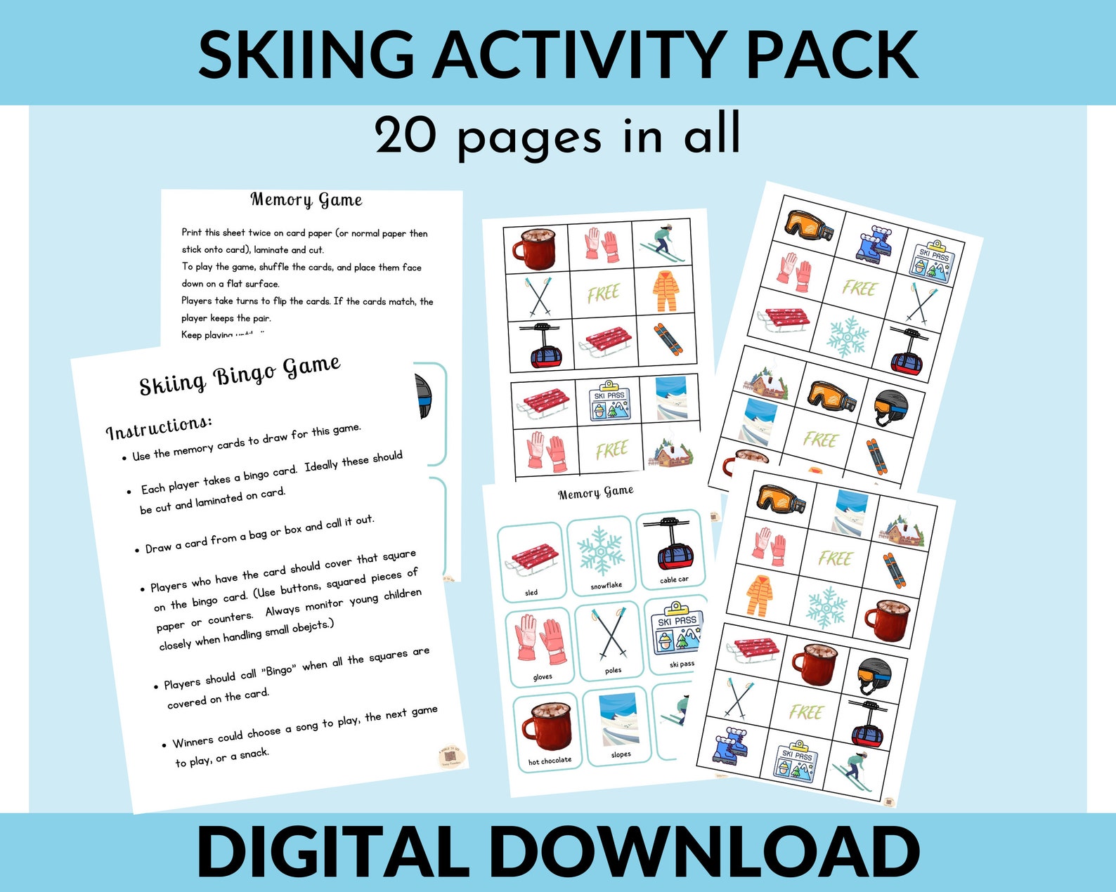 Kindergarten Worksheets, Winter Activities, Skiing Trip Activity Pack ...