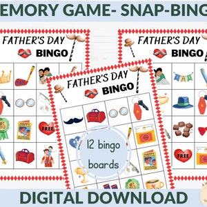 Father's Day Game Pack, Bingo, Snap and Memory Games, Father's Day Fun ...