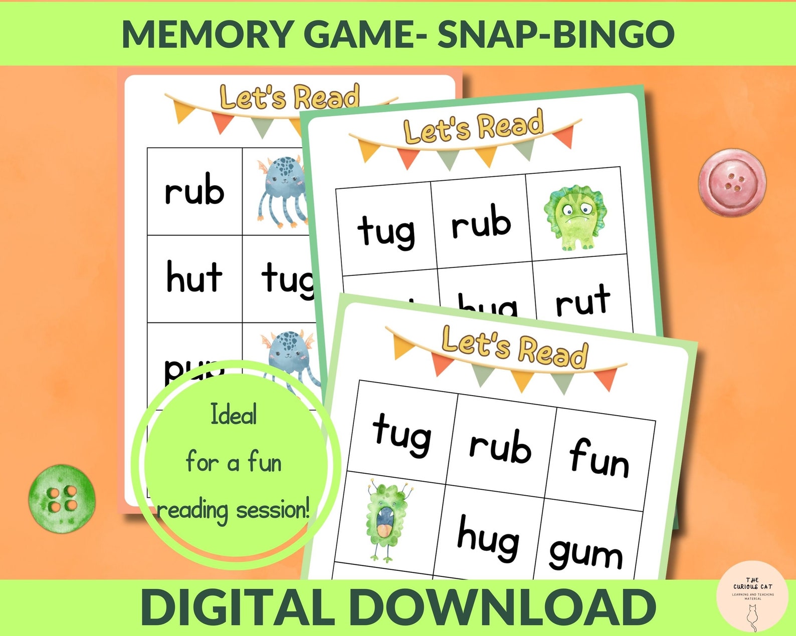 Phonics CVC for Kindergarten, Daycare Literacy CVC Bingo and Card Games ...