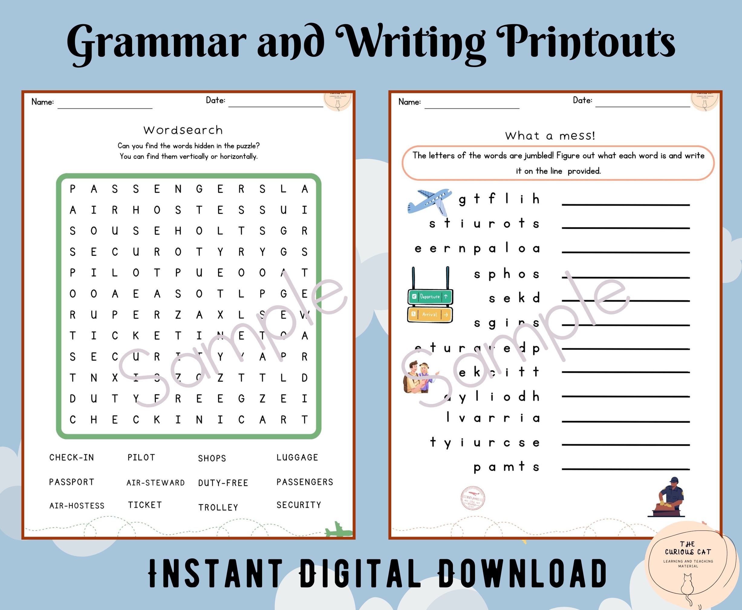 ESL English Language Worksheets 'at the Airport' - Etsy Australia