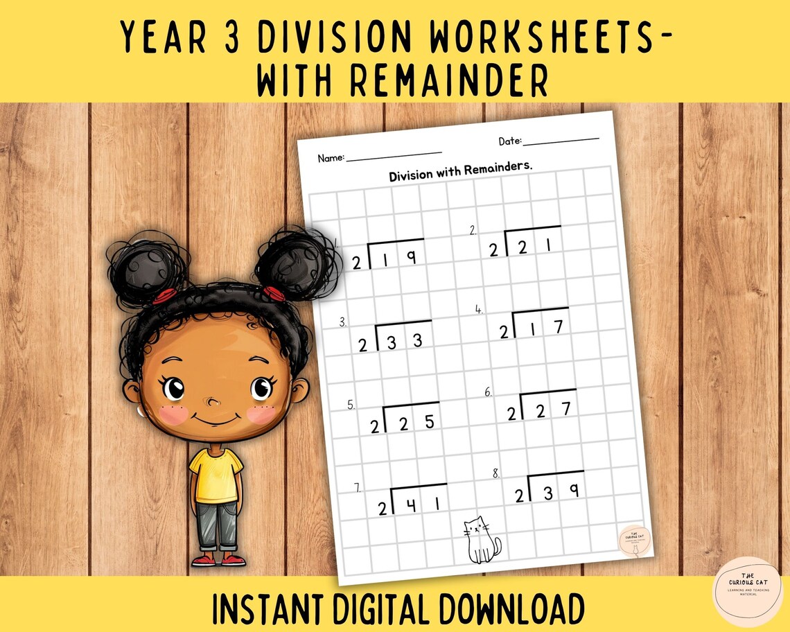 Printable Division Sums With Remainders, Maths Worksheets for 3rd Grade ...