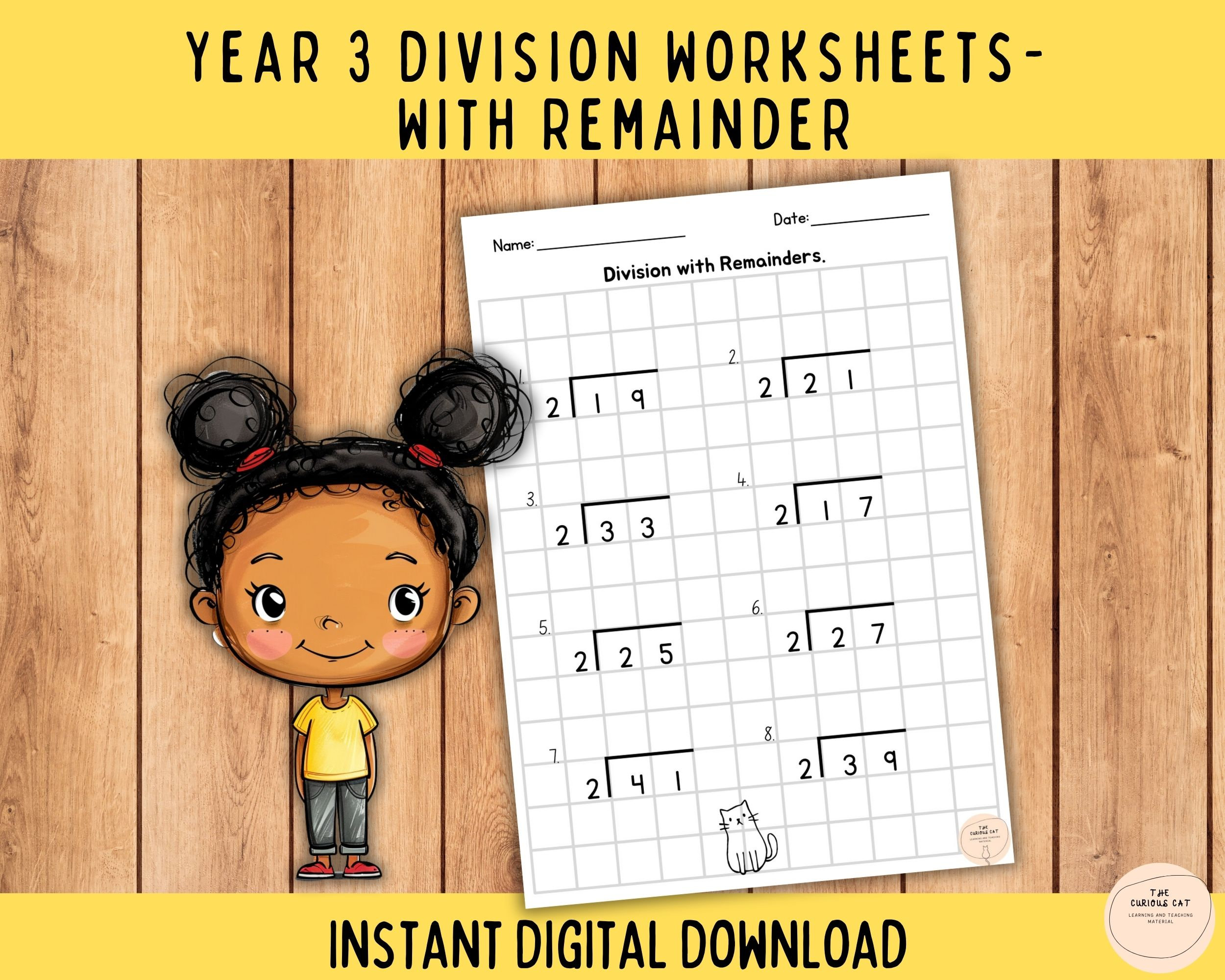 Printable Division Sums With Remainders, Maths Worksheets for 3rd Grade ...