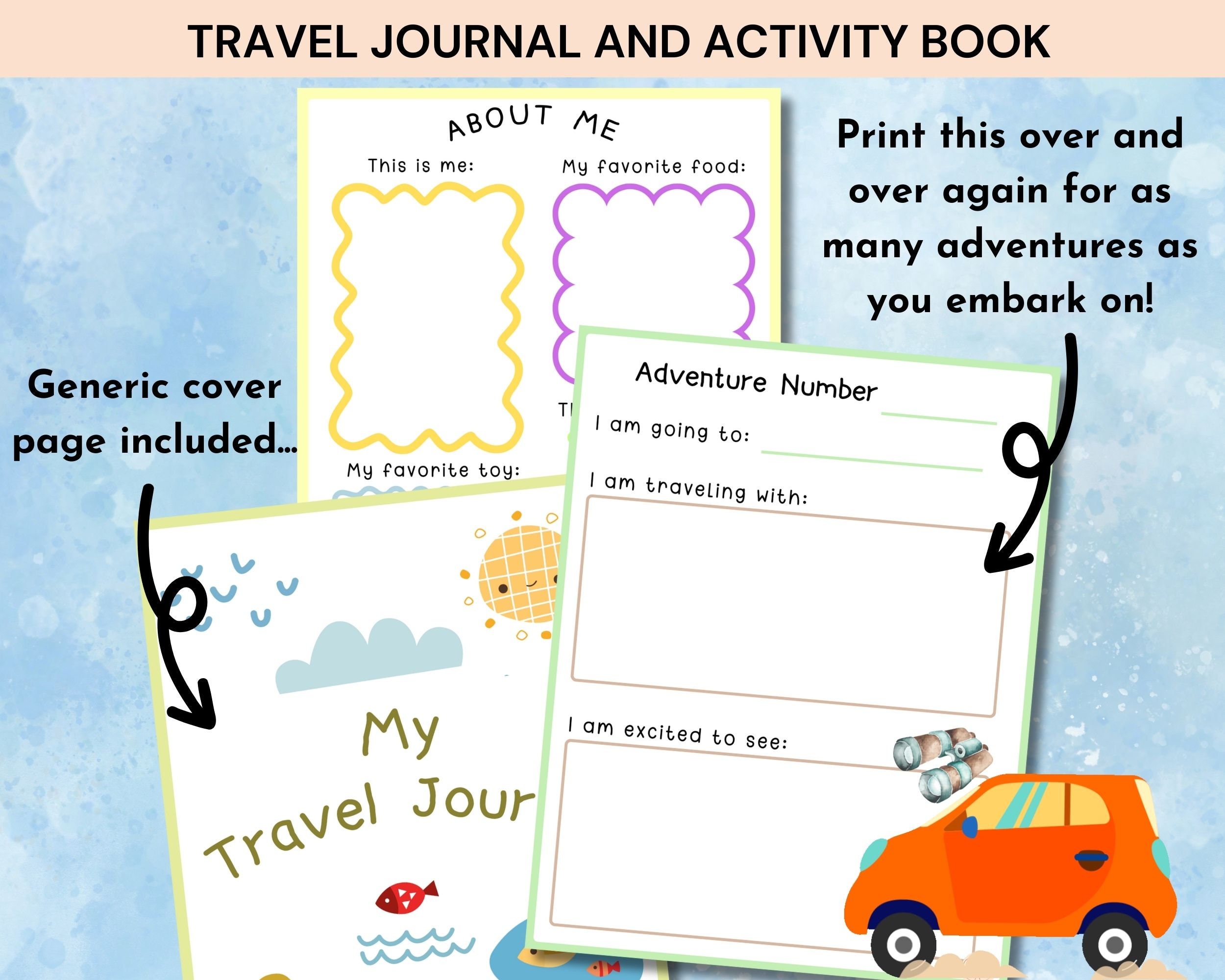 Printable Travel Journal for Kids, Fun Children’s Travel Diary, Family ...
