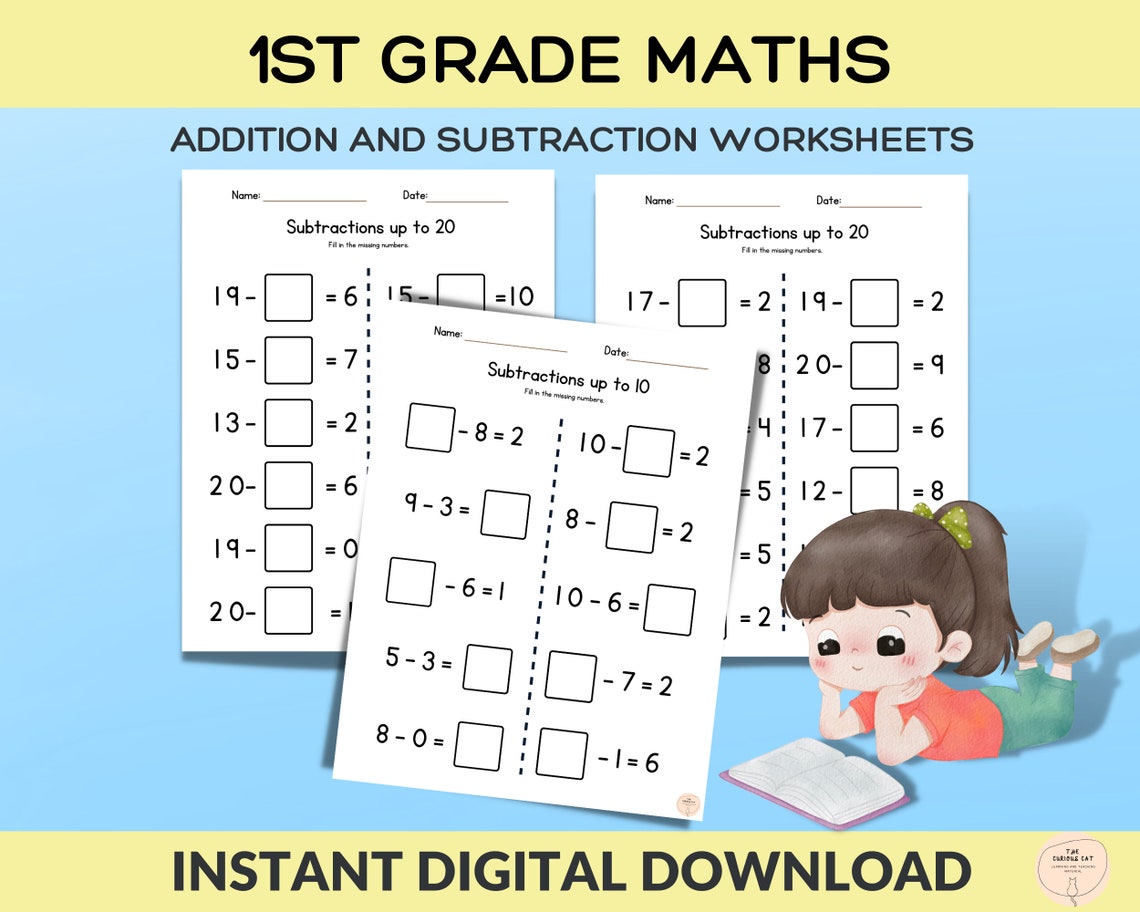 Maths Worksheets, 1st Grade Maths Printouts, Addition & Subtraction ...