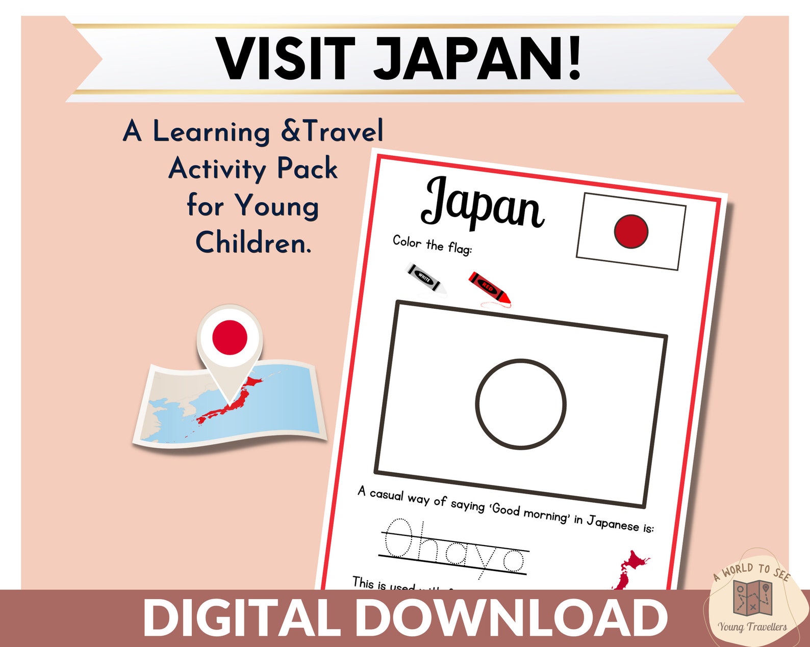 Japan Worksheets, Learning & Travel Printable for Children; Kids ...
