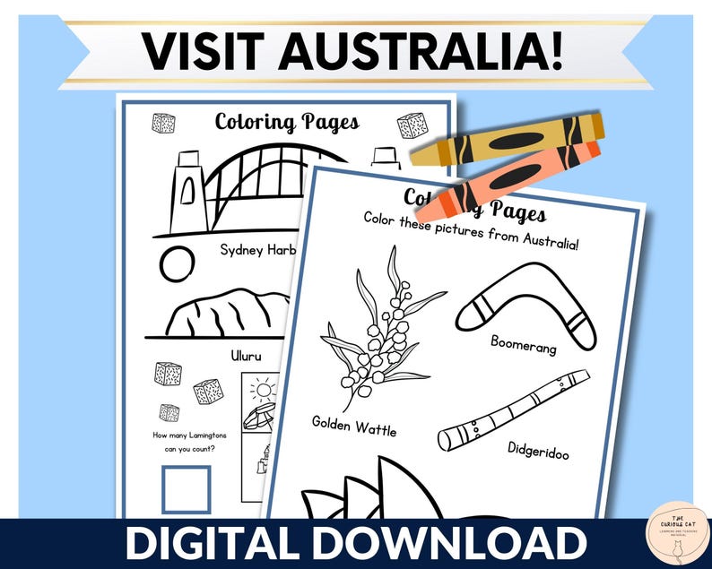Country Study Printable, Travel Activity, Australia Learning & Travel ...
