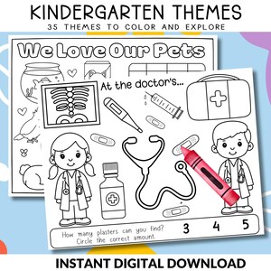 Preschool Kindergarten Activity Mats & Coloring Pages, Themed ...