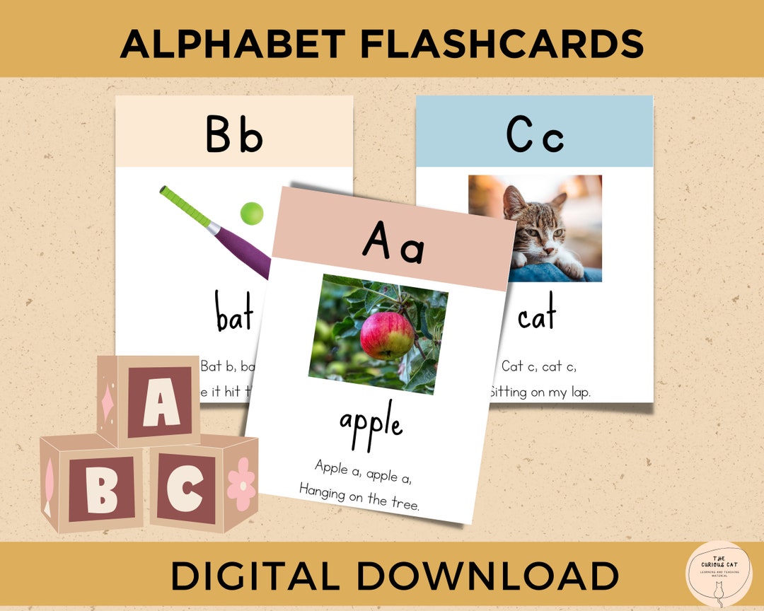 Alphabet Cards for Toddlers, Phonics Flashcards, Posters for Pre-school ...