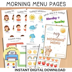100 Pages Morning Menu Printable for Toddlers and Pre-schoolers ...