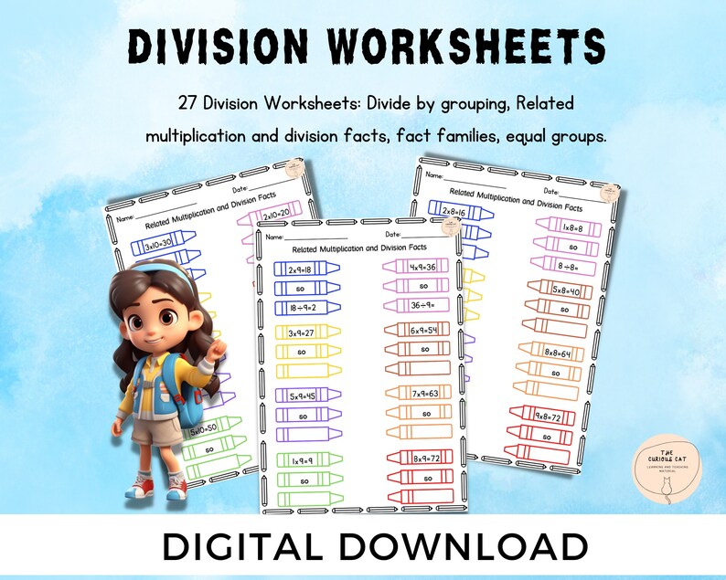 Maths Printables, Division Practice Worksheets, Maths for 2nd and 3rd ...