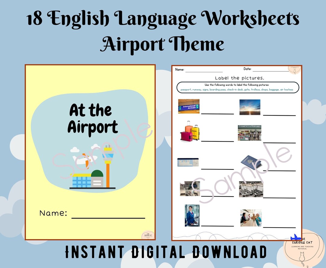 English Language Worksheets, 'at the Airport' Theme Worksheets, 3rd ...