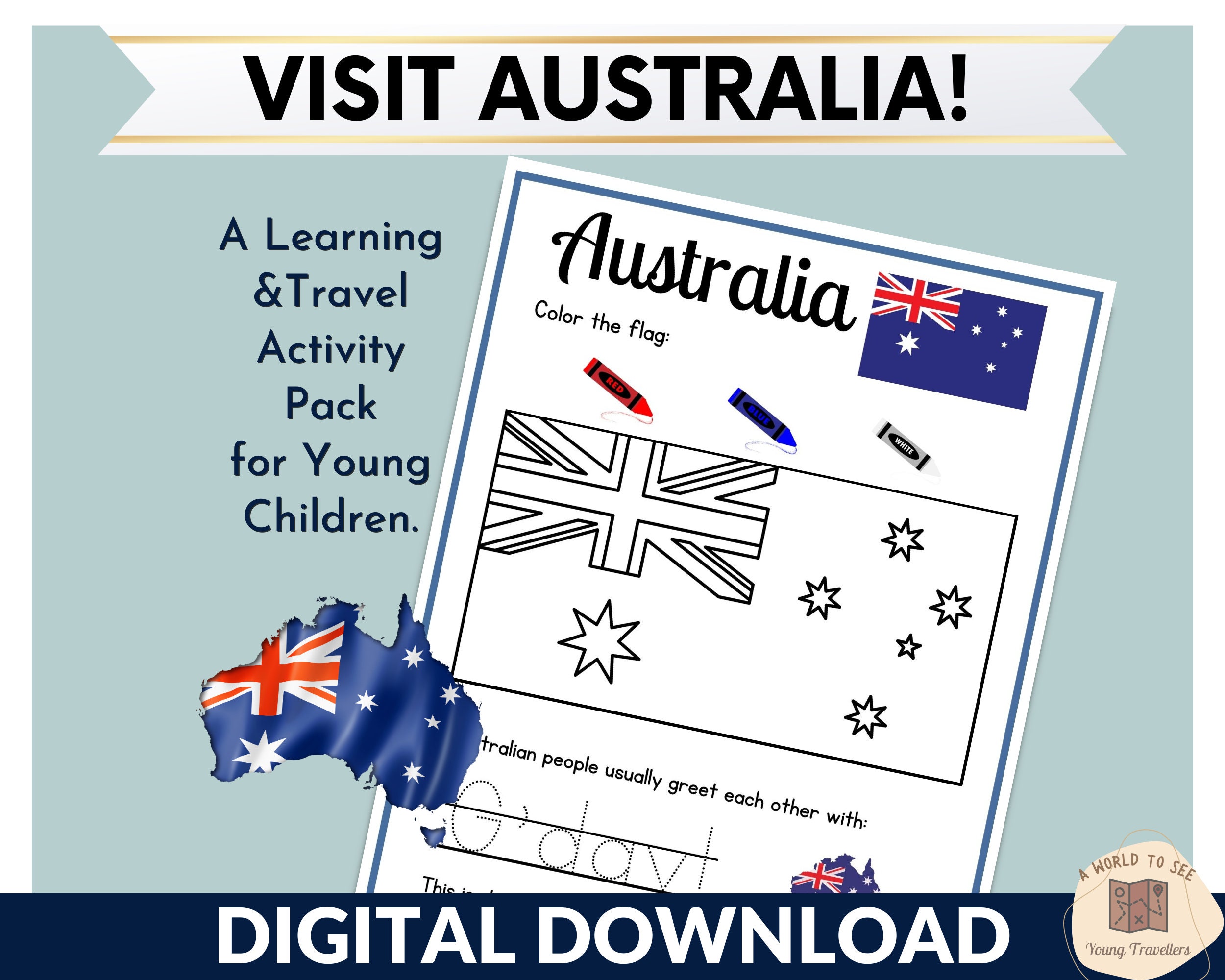 Country Study Printable, Travel Activity, Australia Learning & Travel ...