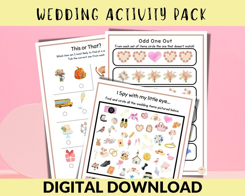 Printable Activity Bundle Kids Printable Wedding Theme Activities ...