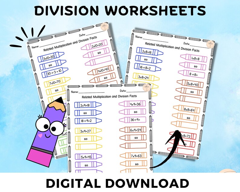 Maths Printable | Division Practice Worksheets | 2nd and 3rd Grade ...