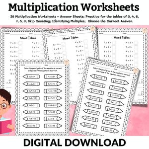 Maths Worksheets | Multiplication Printouts for 2nd - 3rd Grade With ...