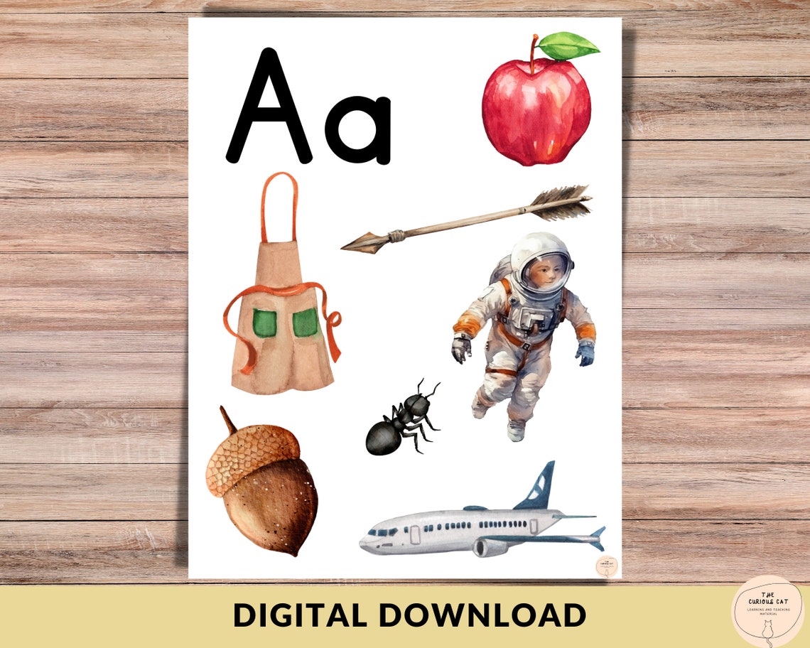 Pre-school Alphabet Posters, Toddlers Letter Sounds, Kindergarten ...