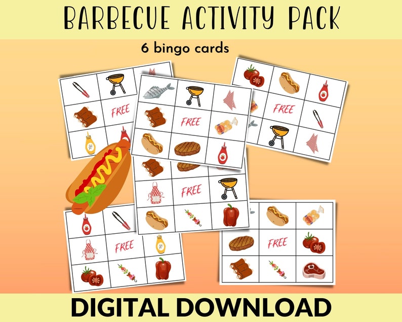 Barbecue Party Activity Pack for Young Children, Kindergarten Cookout ...