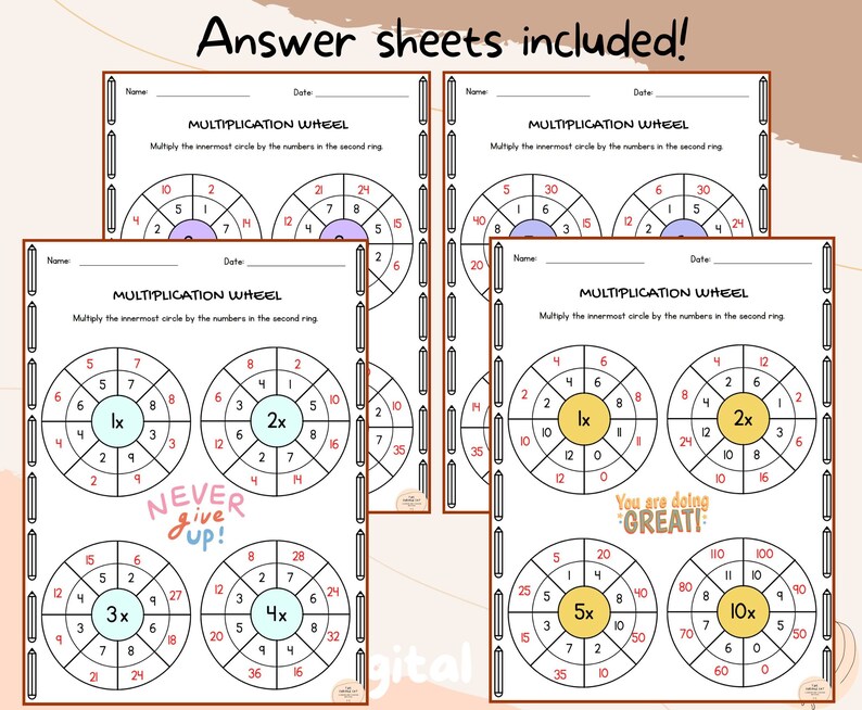 Multiplication Practice, Multiplication Wheels, Numbers 1 to 12, Maths ...
