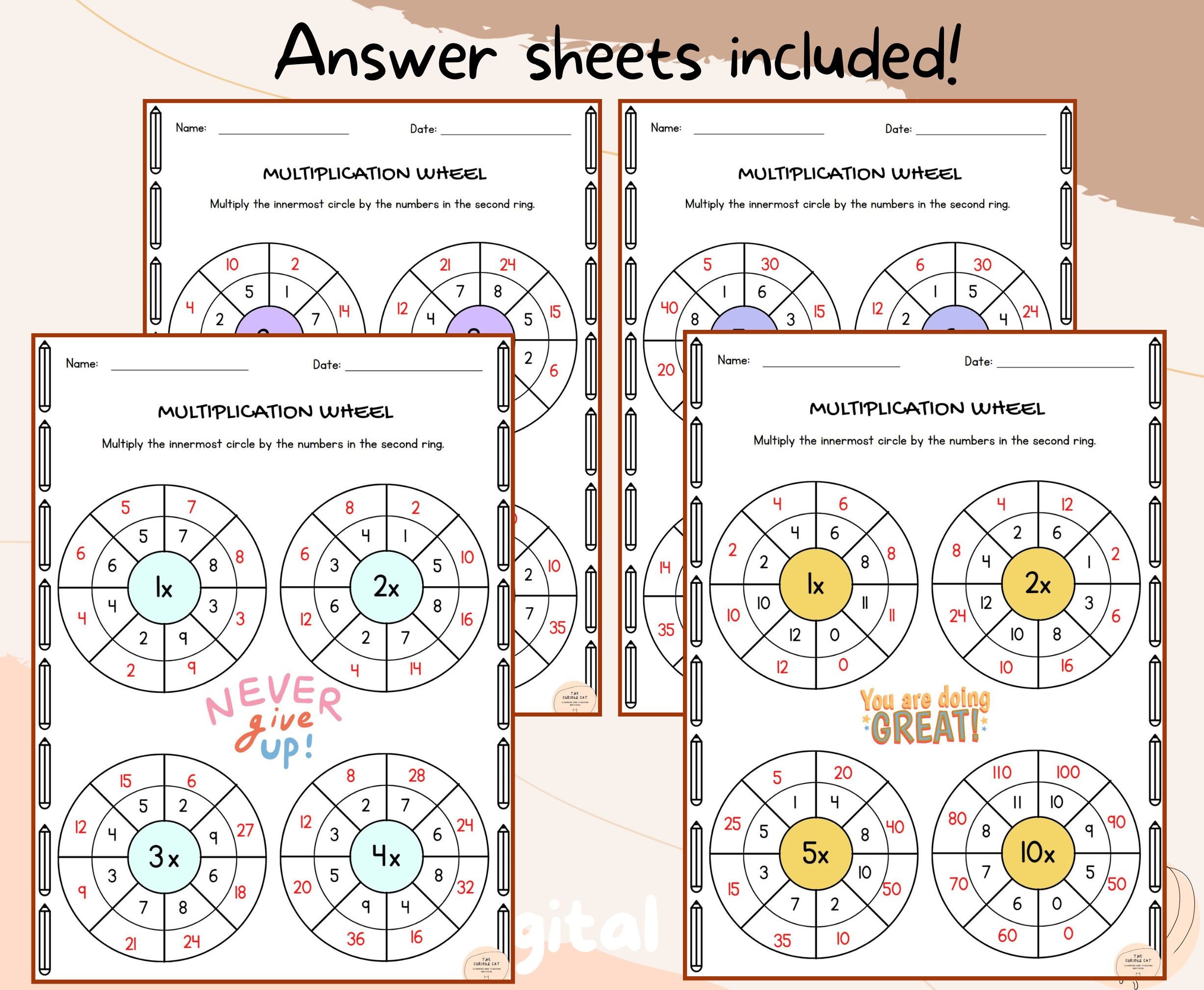 Multiplication Practice, Multiplication Wheels, Numbers 1 to 12, Maths ...