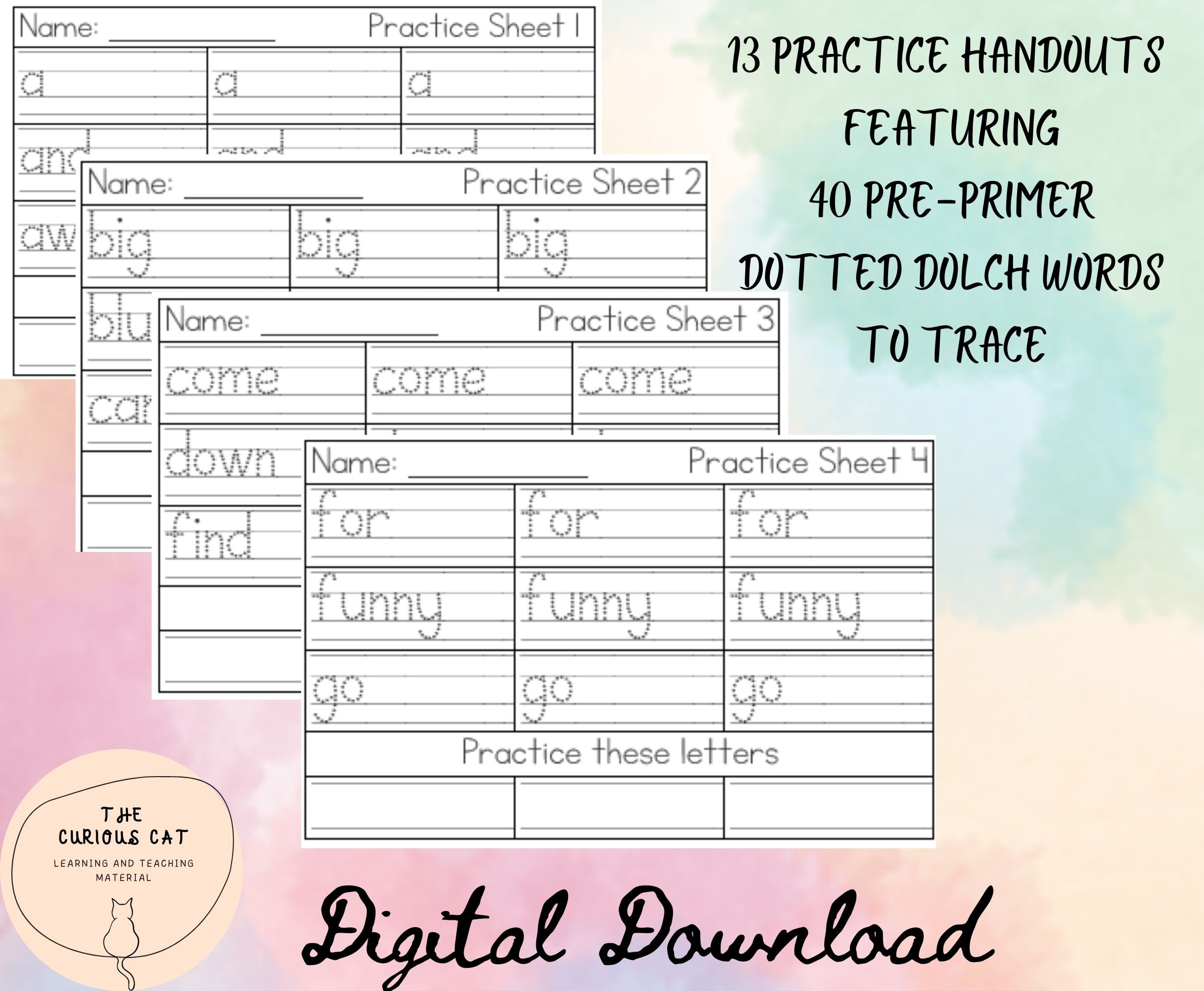 Kindergarten Sight Words, Dolch Sight Words, Spelling and Writing High ...