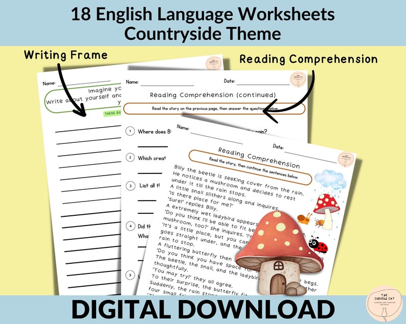 3rd Grade Worksheets, English Language Printables, 'in the Countryside ...