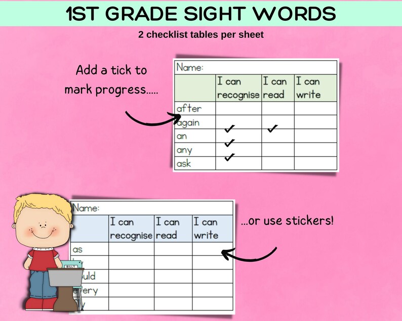 1st Grade Sight Words, High Frequency Flashcards for First Grade ...