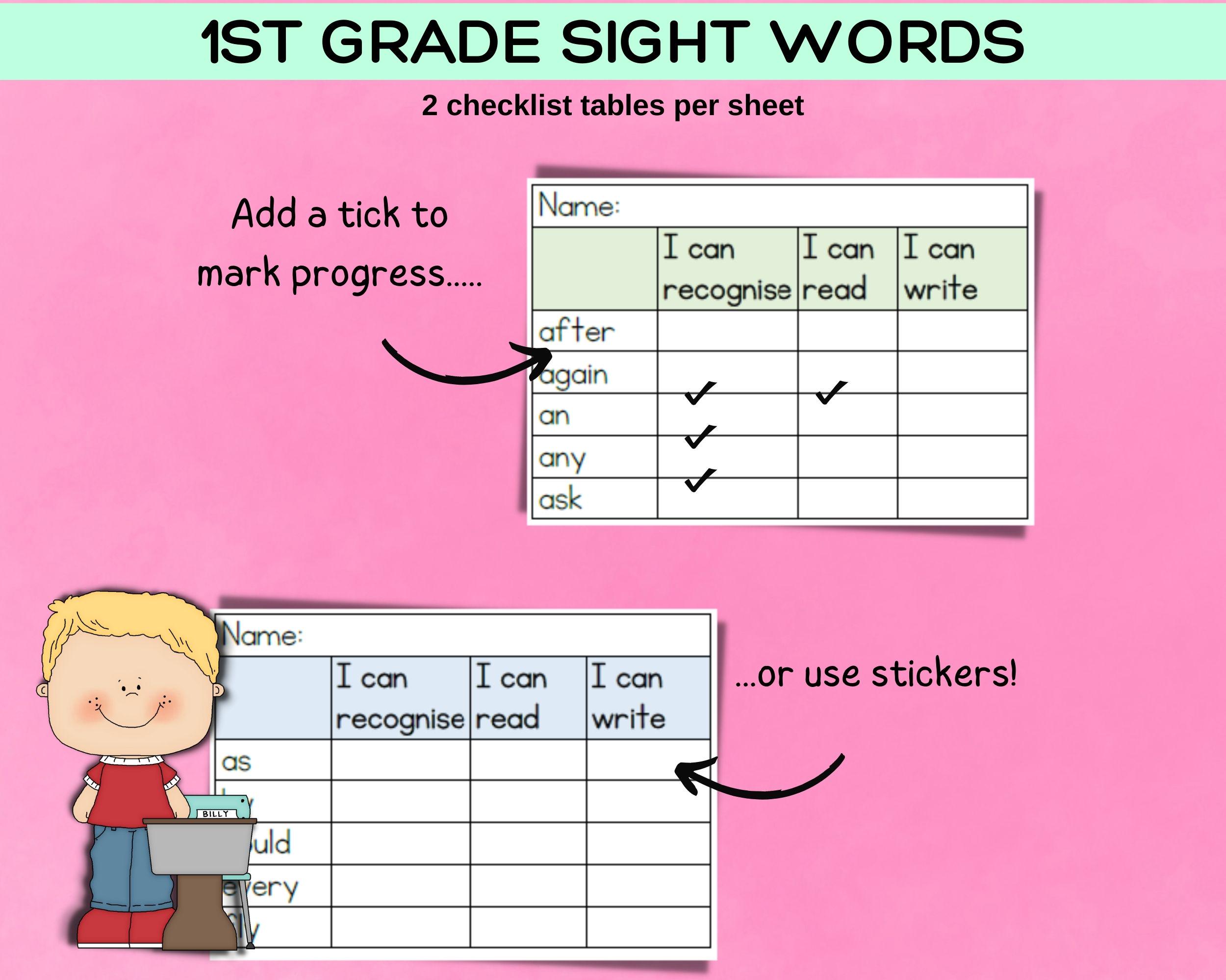 1st Grade Sight Words, High Frequency Flashcards for First Grade ...