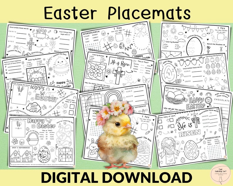 Easter Activity Placemats Easter Dinner Placemats for Kids Christian ...