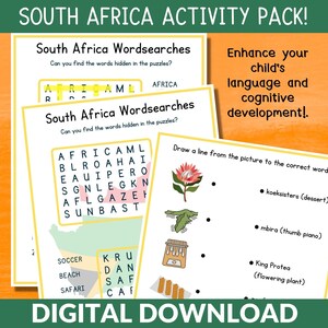 Printable South Africa Kids Activity Pack Travel Worksheets Activities ...