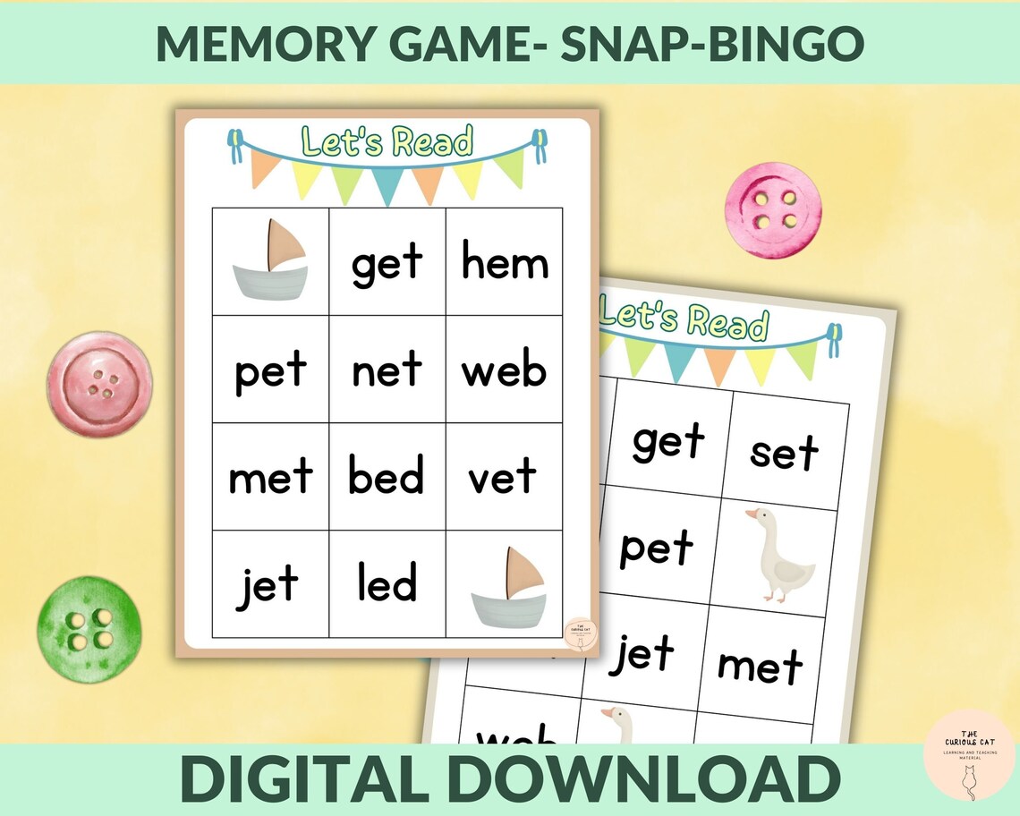 Kindergarten Phonics Game, Printable Bingo Cards & Games, Phonemic ...