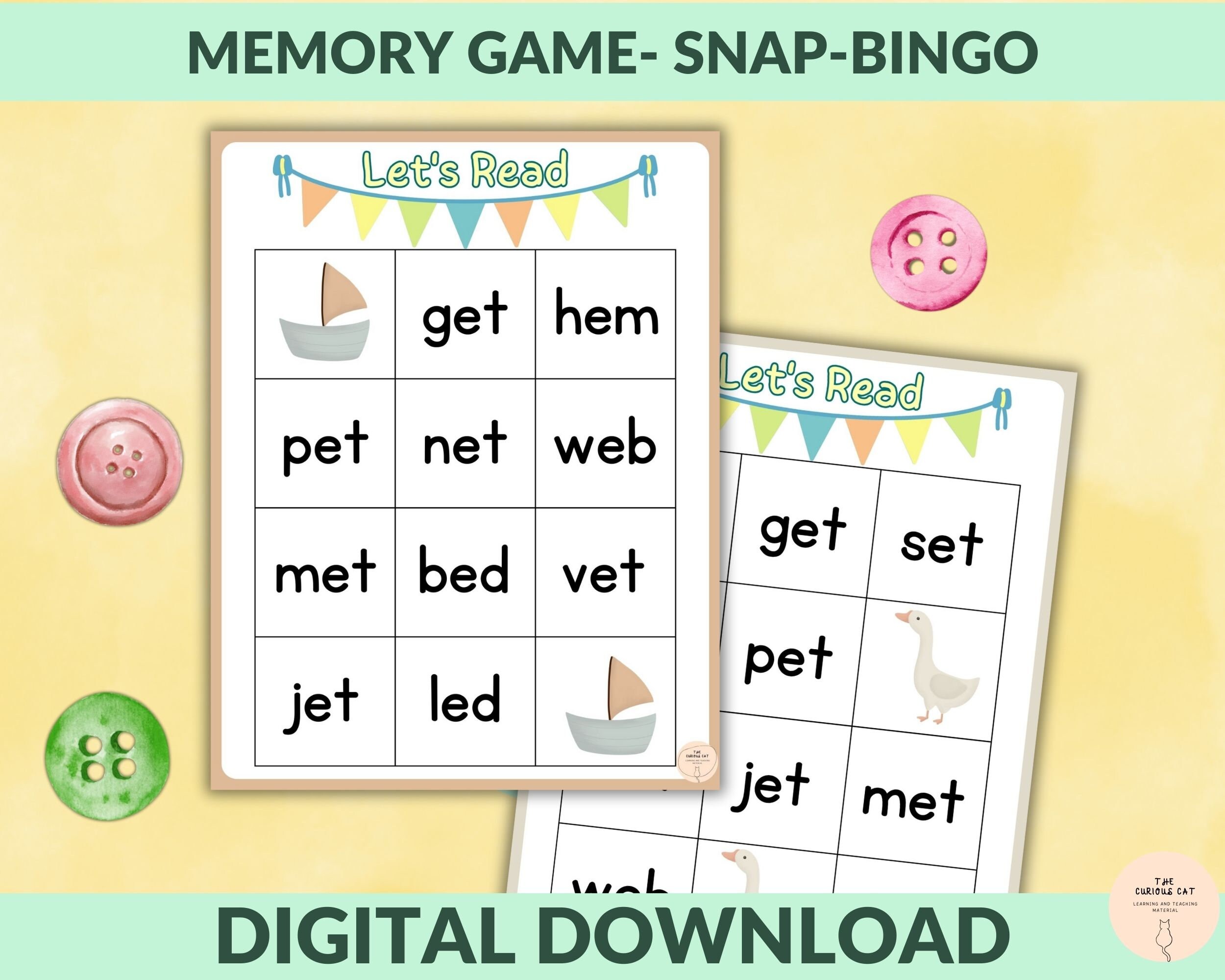 Kindergarten Phonics Game, Printable Bingo Cards & Games, Phonemic ...