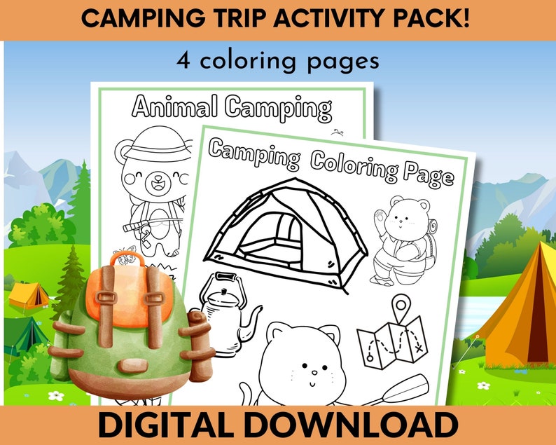 Kindergarten Printable Camping Activity Book, Coloring Pages & Games ...