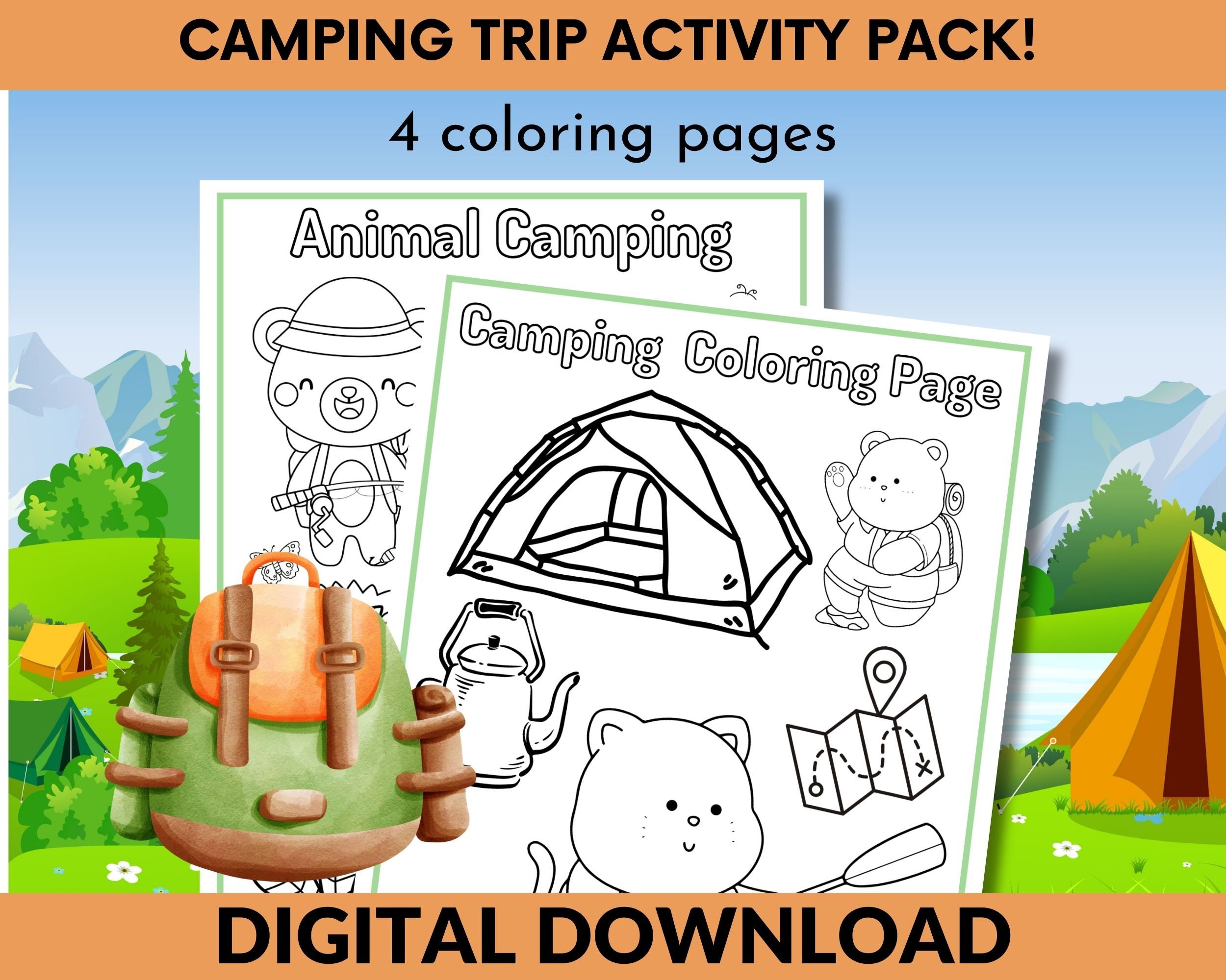 Kindergarten Printable Camping Activity Book, Coloring Pages & Games ...