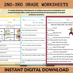 Reading & Writing Worksheets for 2nd - 3rd Grade | Sentence Building ...