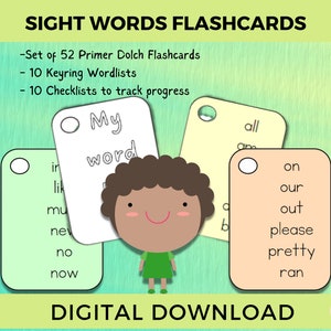 Kindergarten Sight Words, Dolch Sight Words Flashcards, Wordlists ...