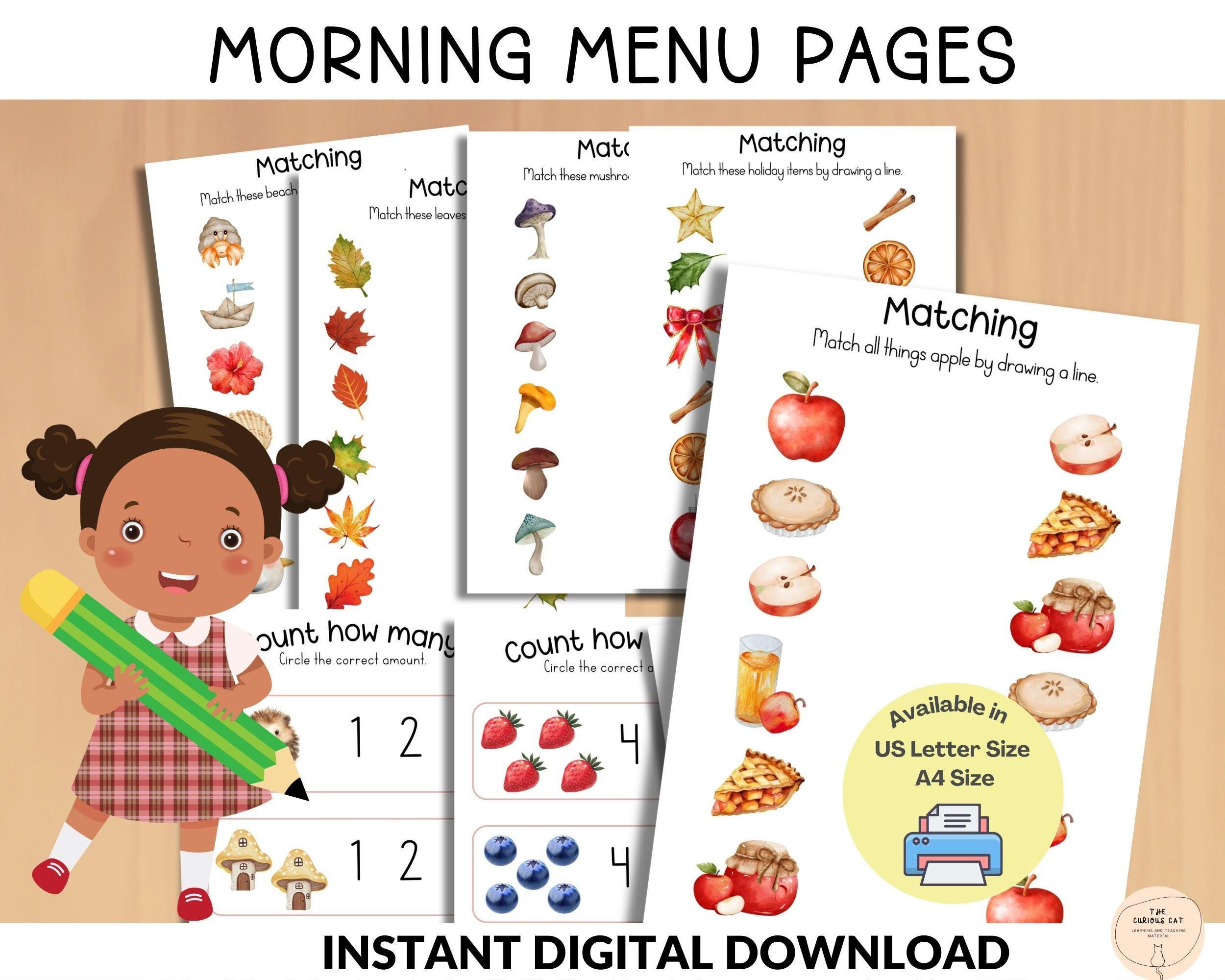 100 Pages Morning Menu Printable for Toddlers and Pre-schoolers ...