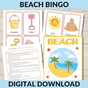 Kids Bingo Game, Beach Birthday Activity Pack, Fun Summer Printable ...