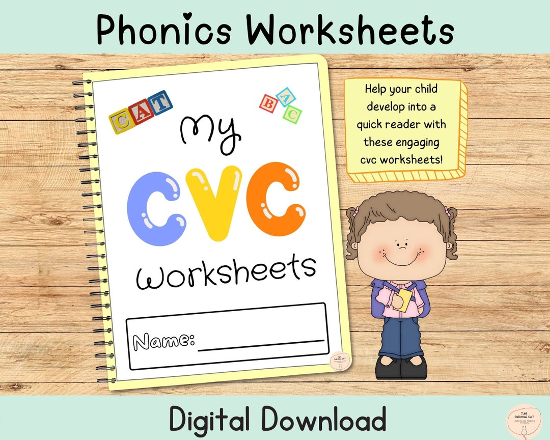 Phonics CVC Words Printable Worksheets for Kindergarten, CVC Word ...