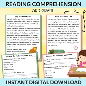 2nd-3rd Grade Reading Comprehensions Bundle | Writing Frames Printables ...
