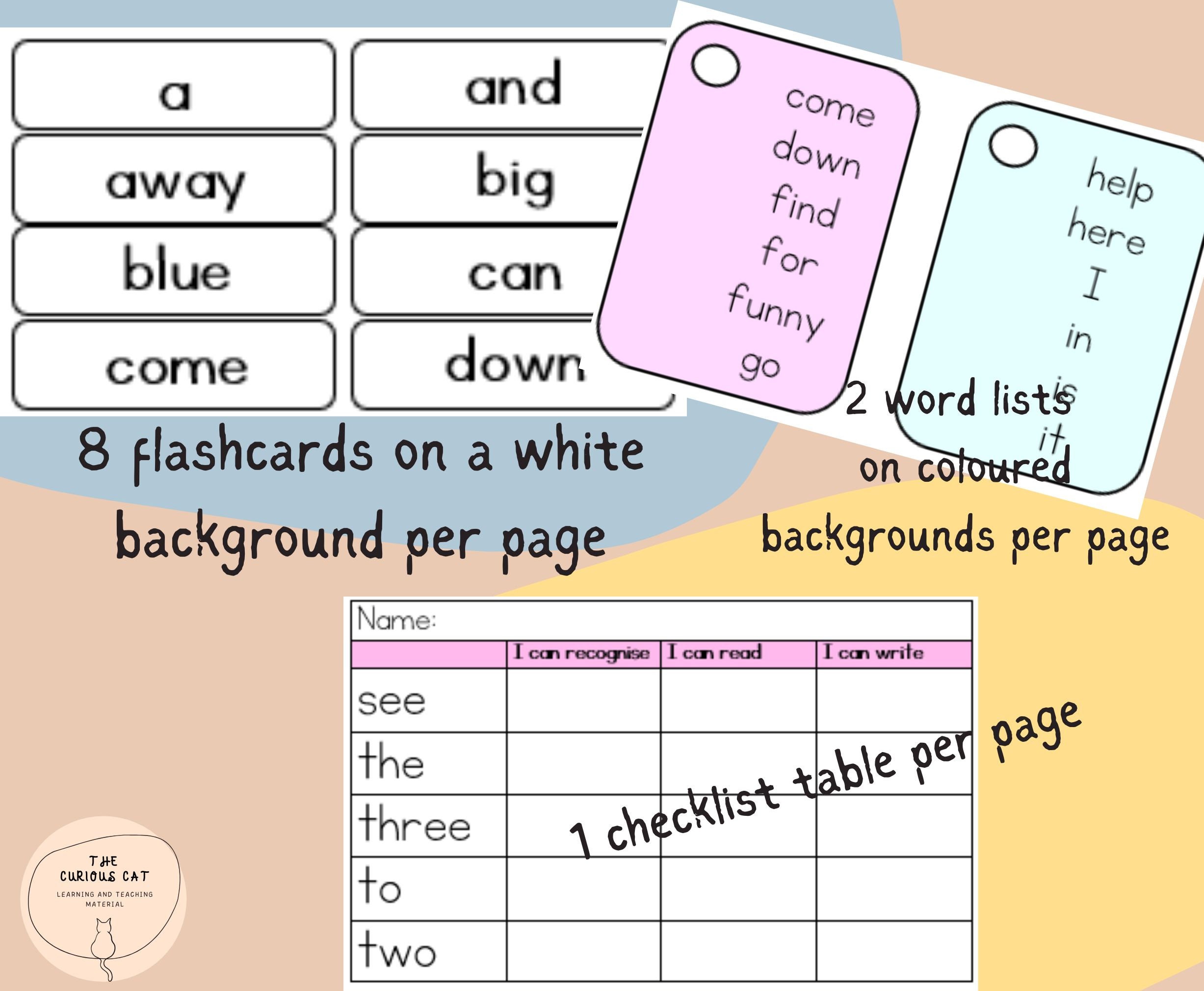 Kindergarten Sight Words Flashcards, Reading Support Pre-k to Kinder ...