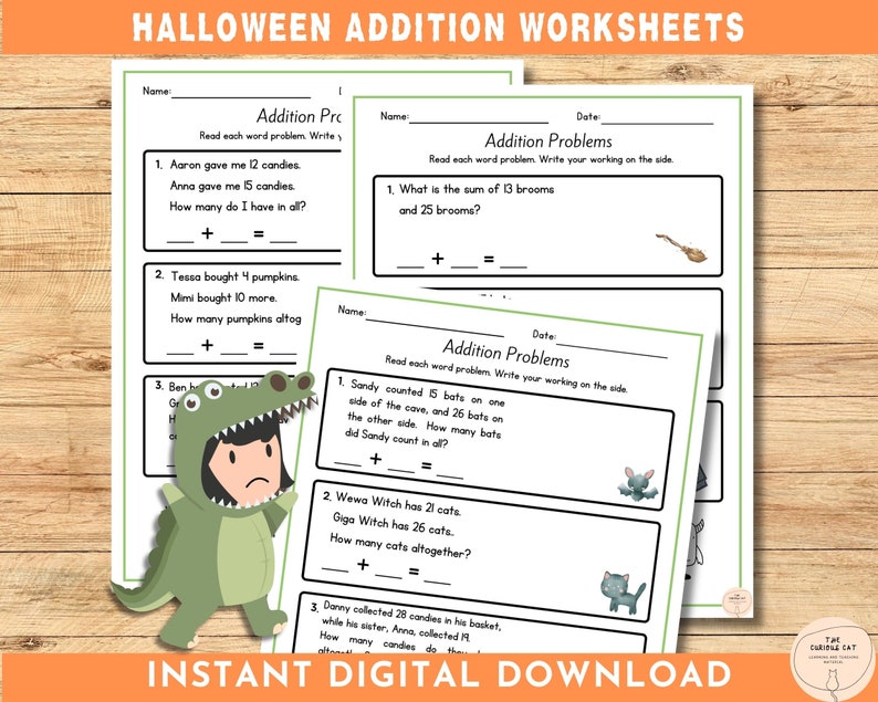 Maths Printable Halloween Worksheets, Addition Worksheets for 2nd and ...