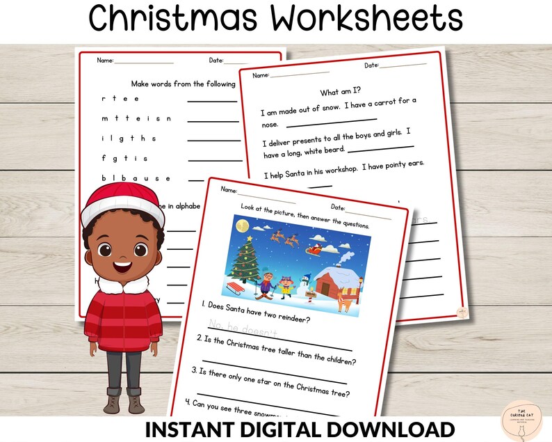 1st & 2nd Grade Language Worksheets, Christmas Vocabulary, Reading ...