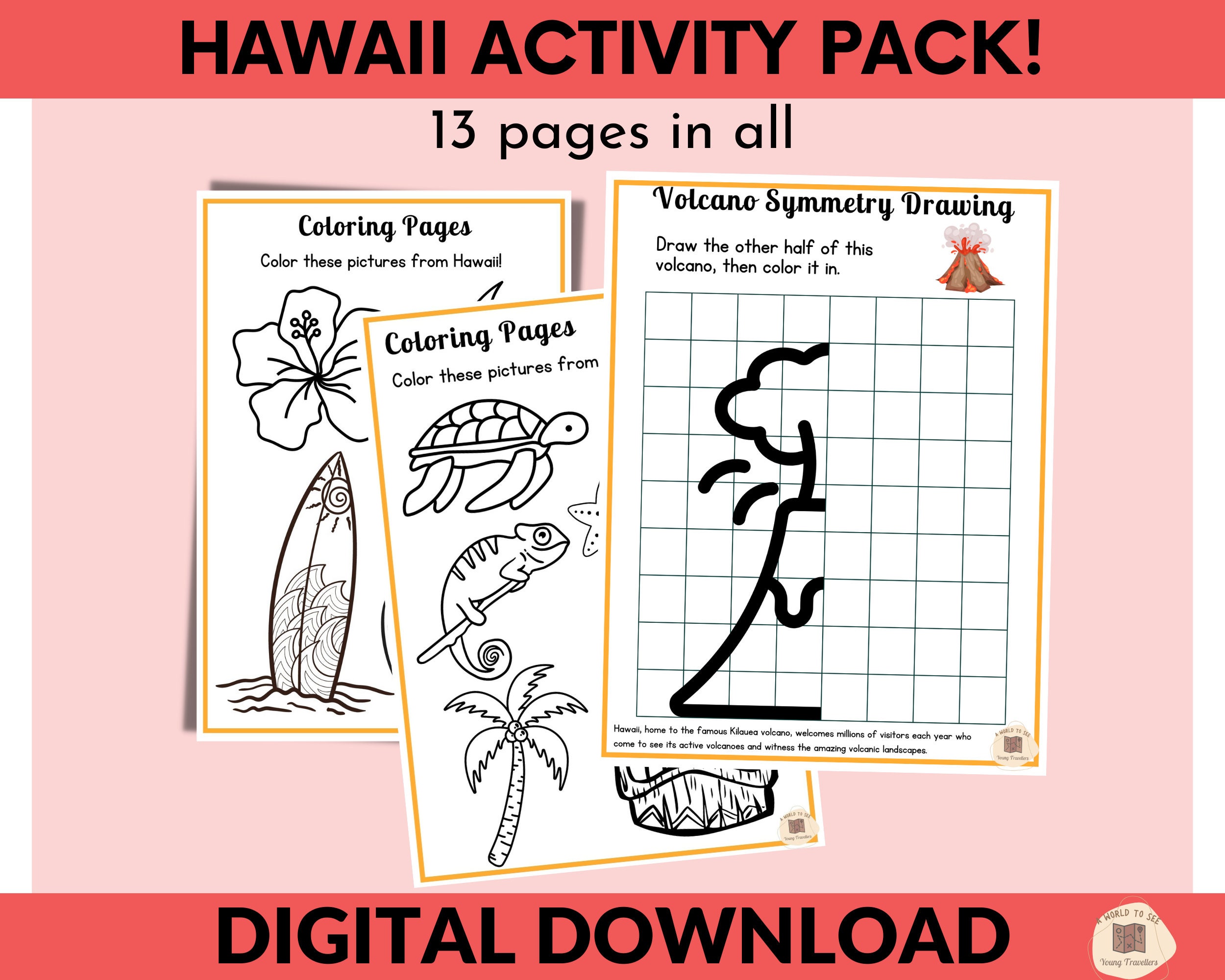 Kindergarten Worksheets, Hawaii Learning and Adventure Pack for Young ...