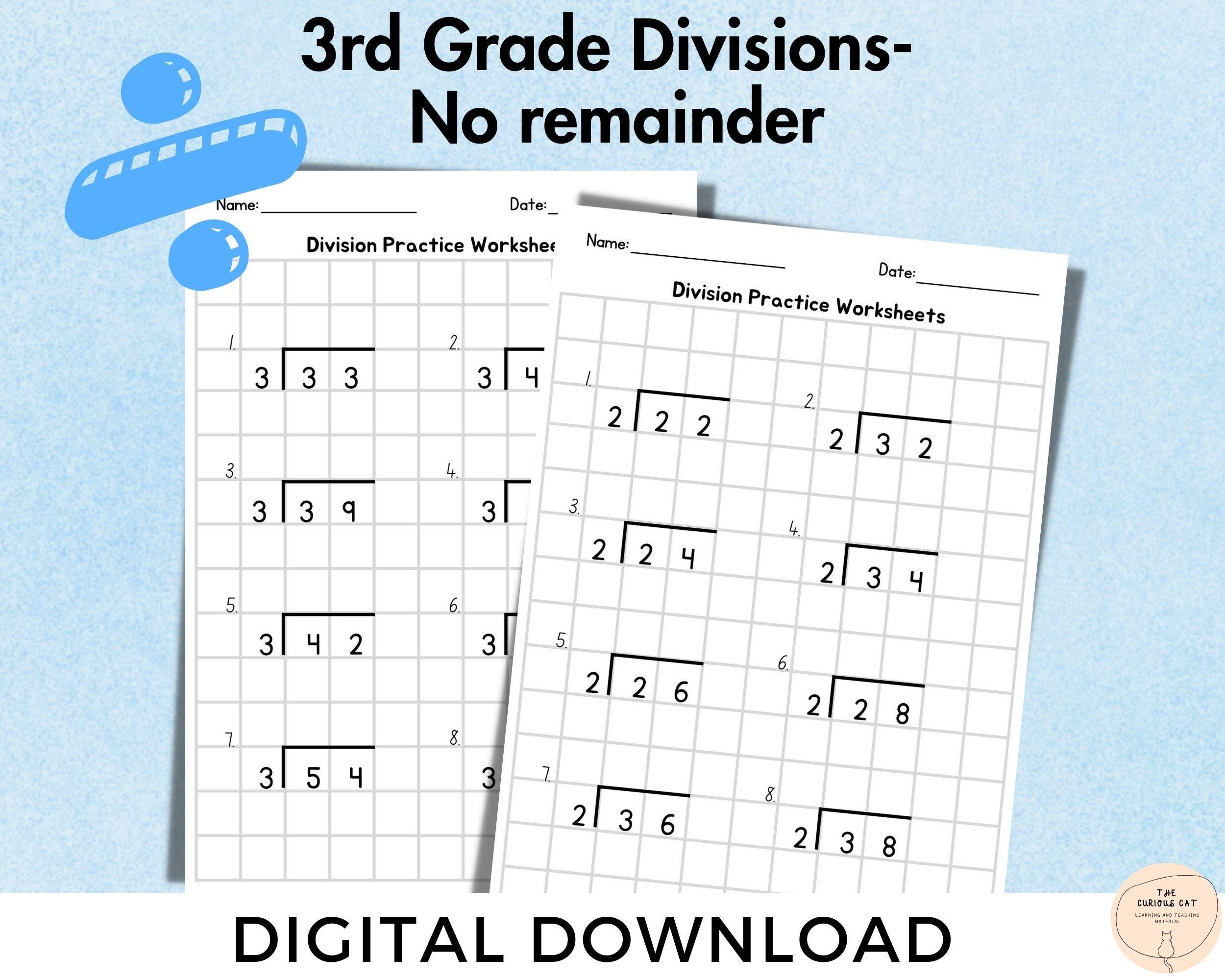 Division Worksheets Without Remainder; Division Printouts for 3rd Grade ...