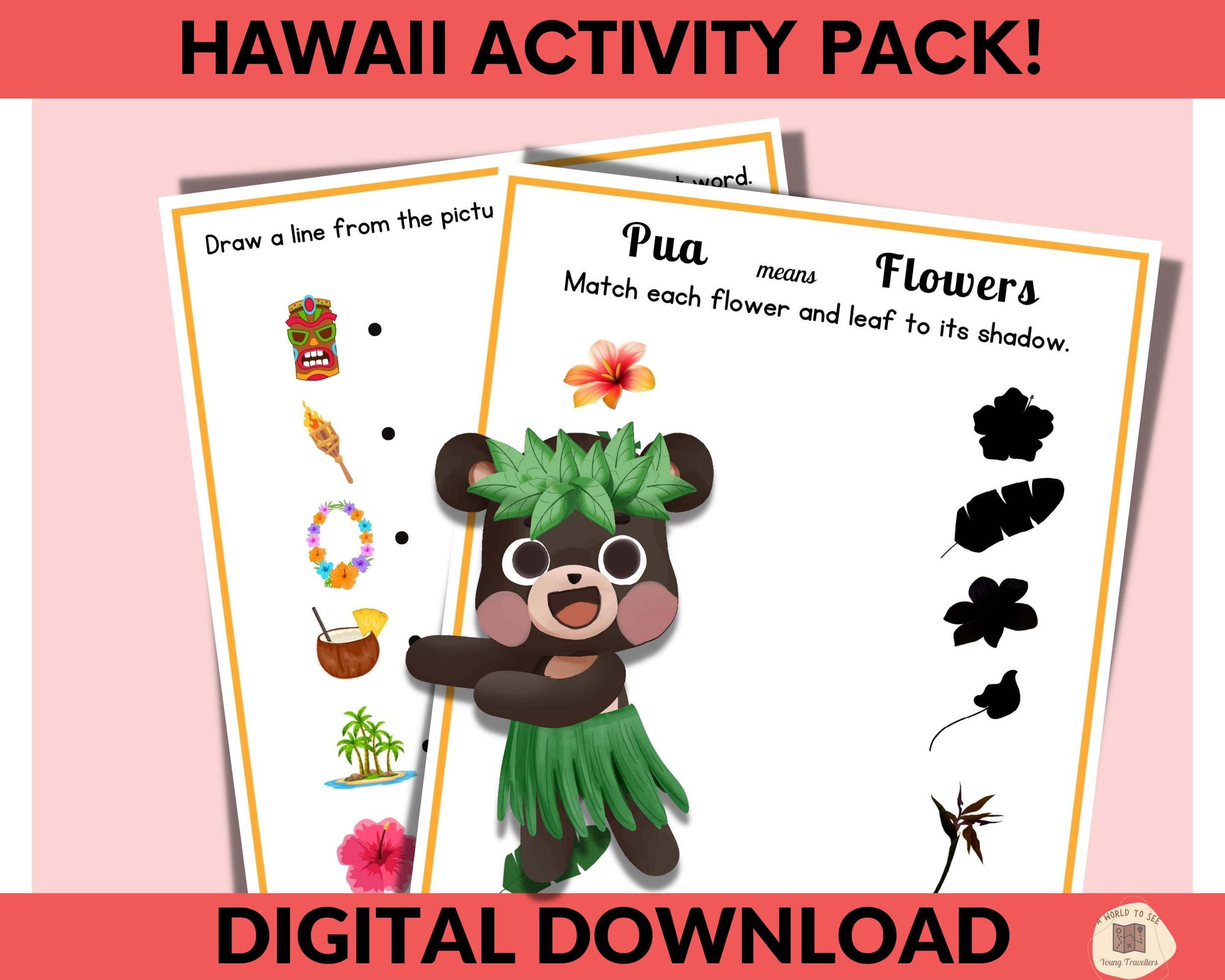 Kindergarten Worksheets, Hawaii Learning and Adventure Pack for Young ...